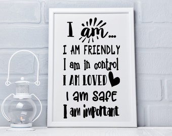 I AM Positive Affirmations Child's Bedroom Poster - Etsy