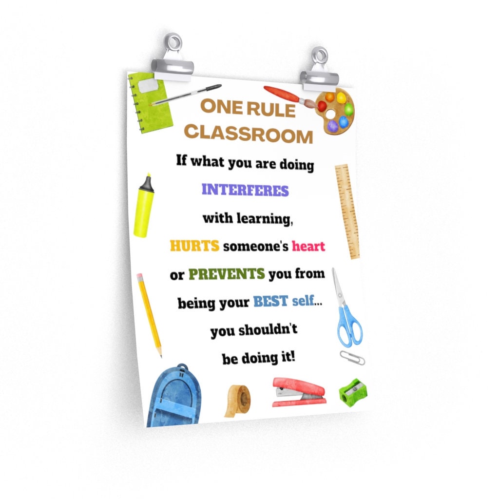 One Rule Classroom POSTER Back to School Wall Print - Etsy