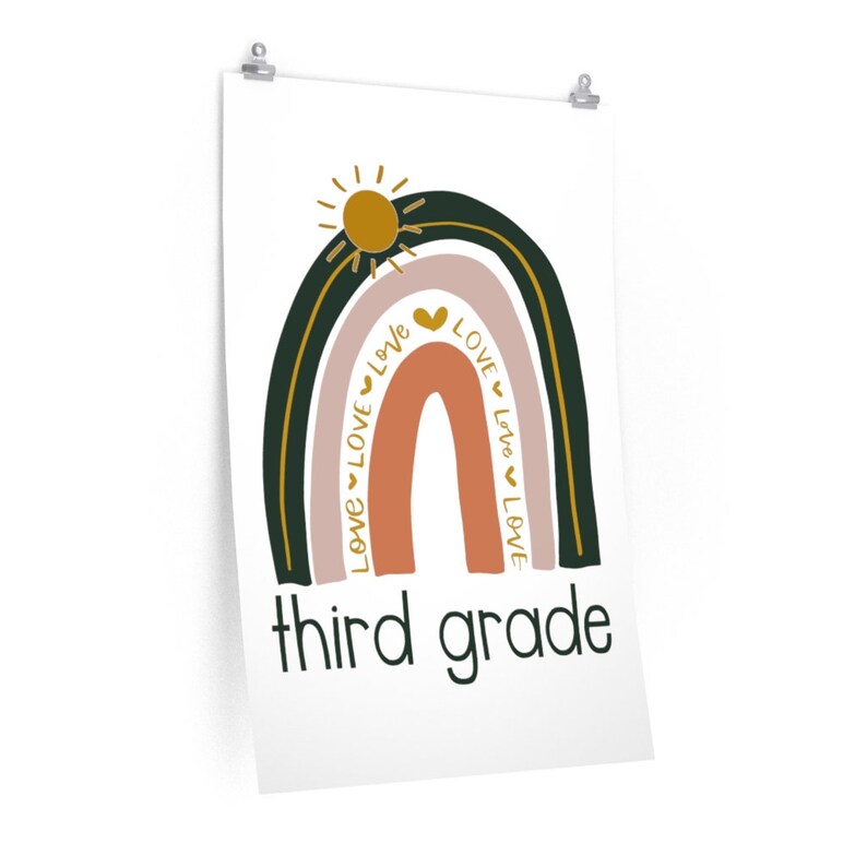 Neutral Rainbow Poster Third Grade Wall Art Print 3rd Grade - Etsy