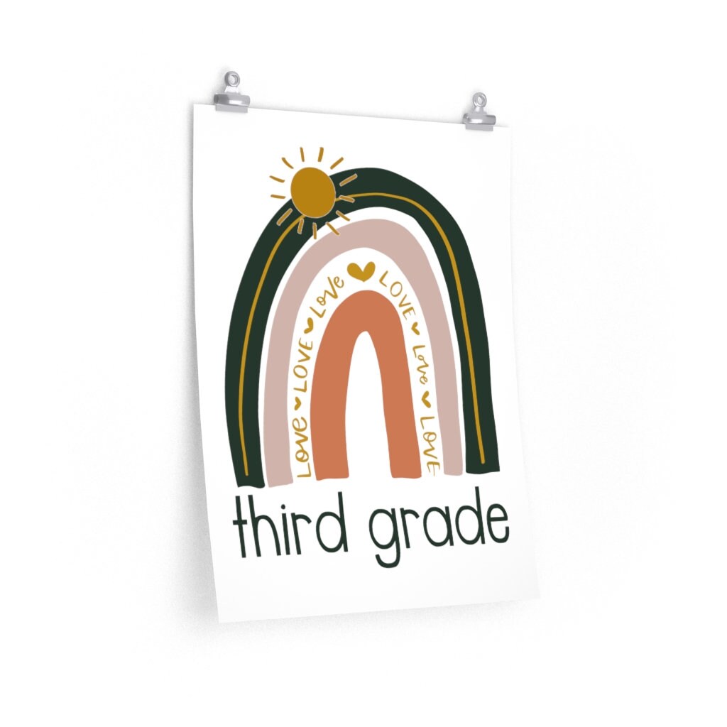 Neutral Rainbow Poster Third Grade Wall Art Print 3rd Grade | Etsy