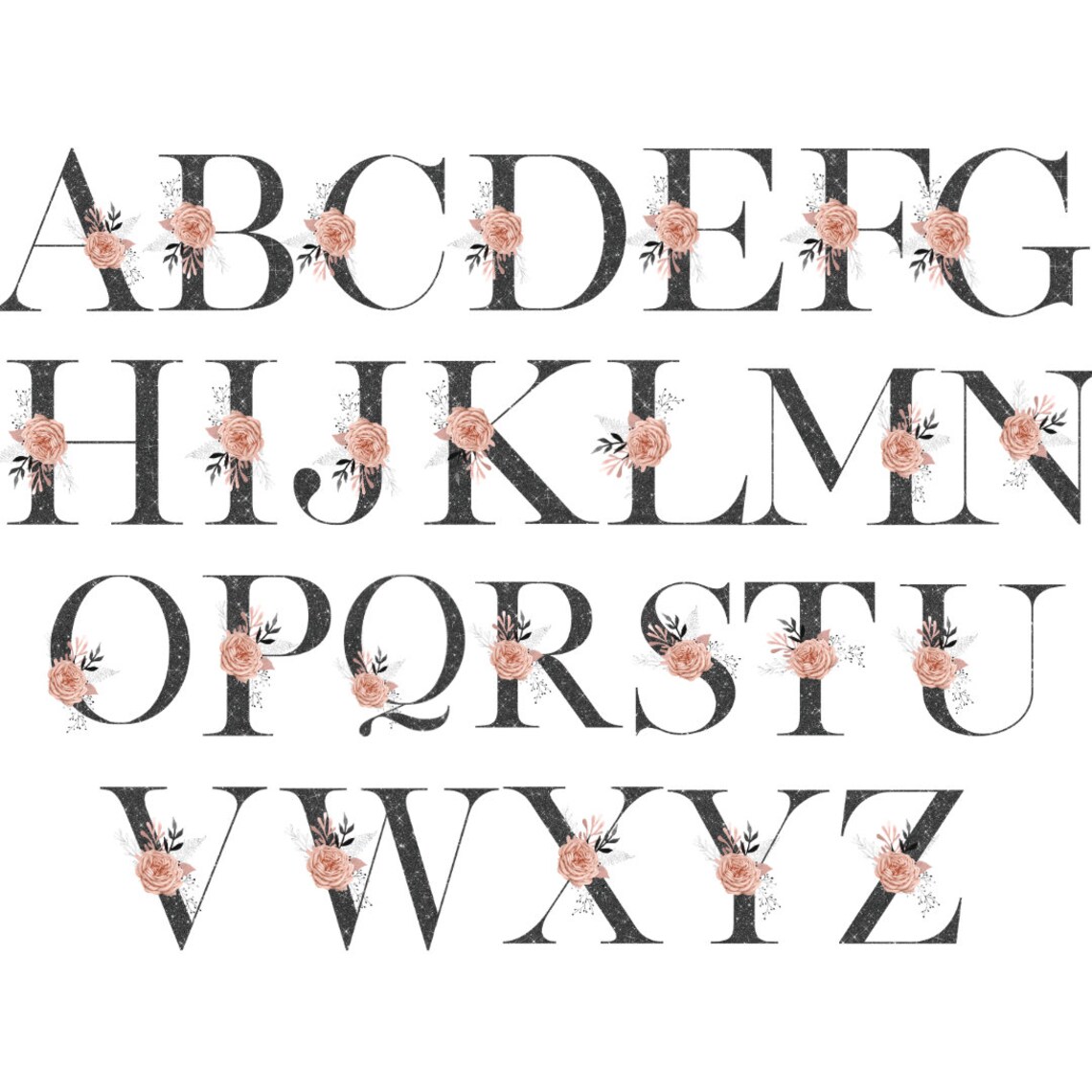 Floral Monogram Poster With Name Girl's Bedroom Name - Etsy