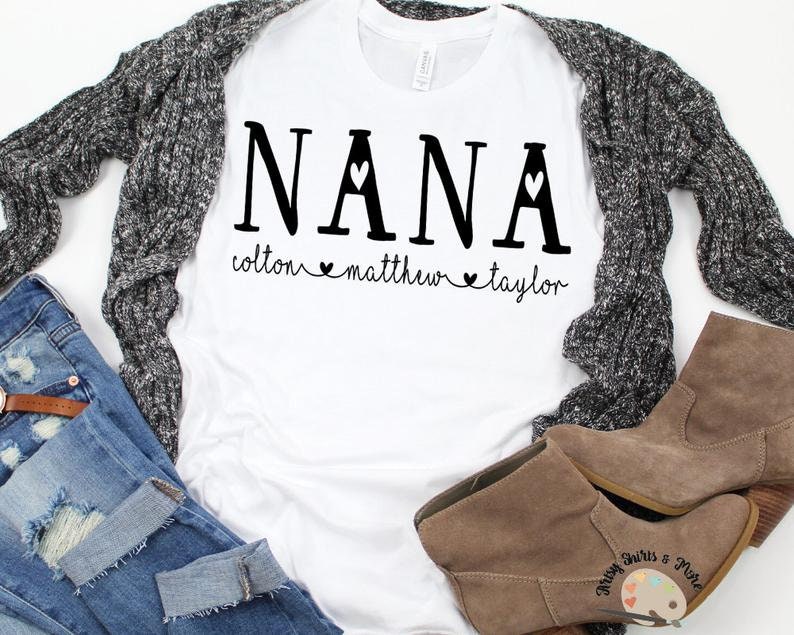 Nana Shirt With Grandkid's Names Custom Nana Shirt Gift | Etsy