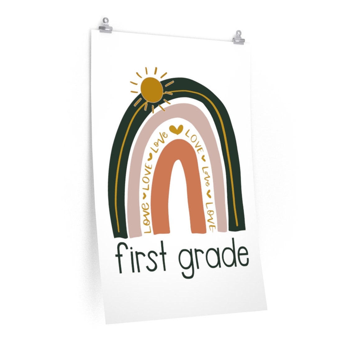 Neutral Rainbow Poster First Grade Wall Art Print 1st Grade | Etsy