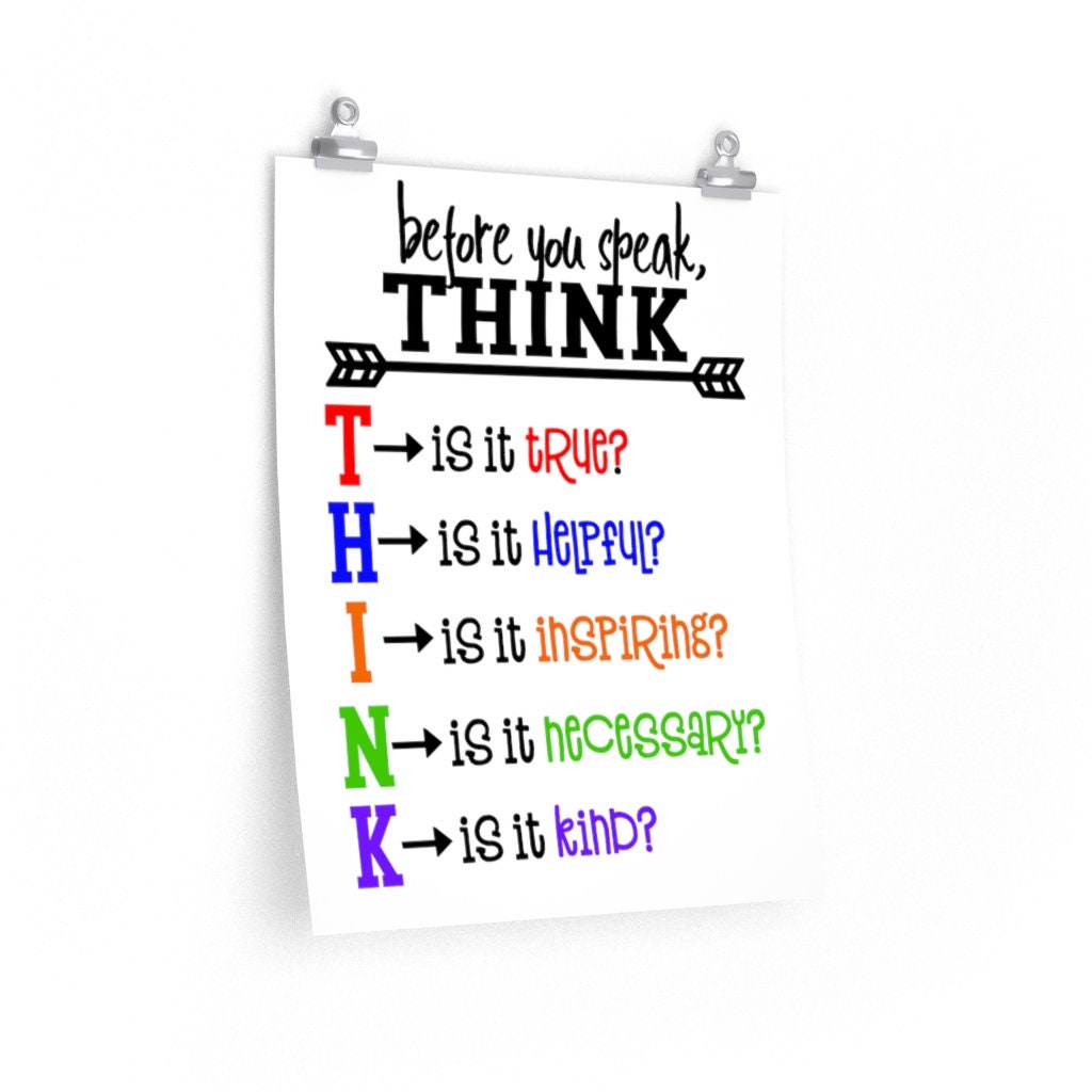 Think Acronym Poster Print Before You Speak THINK is It True - Etsy