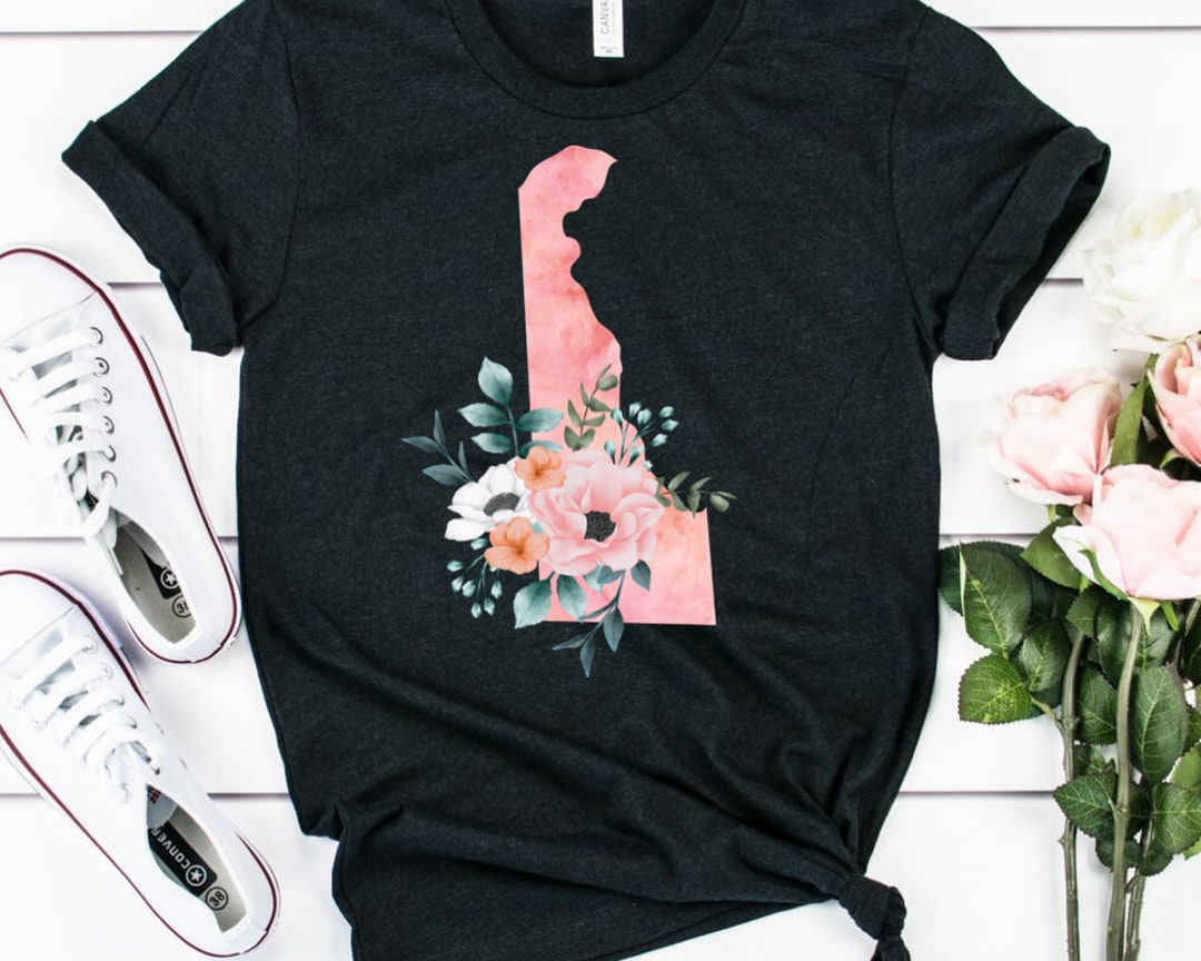 Delaware Home State Watercolor Floral Shirt, Delaware Floral Shirt ...