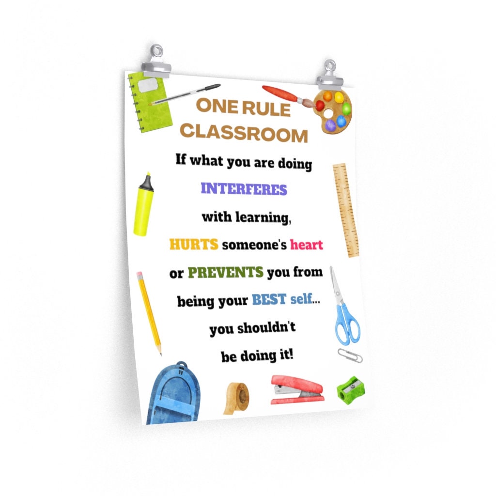 One Rule Classroom POSTER Back to School Wall Print - Etsy