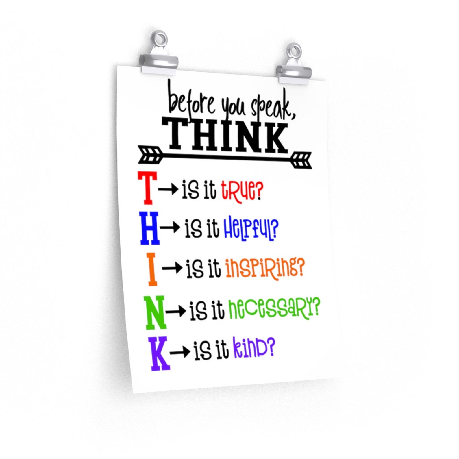 Think Acronym Poster Print Before You Speak THINK is It True - Etsy