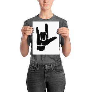 I Love You Sign Poster, Sign Language I Love You Sign Wall Art Print ...