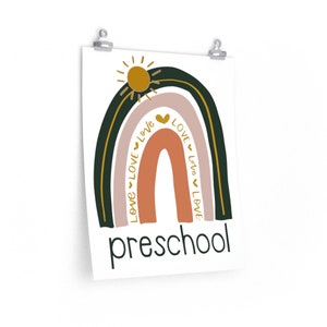 Neutral Rainbow Poster, Preschool Wall Art Print Poster, Classroom Art ...