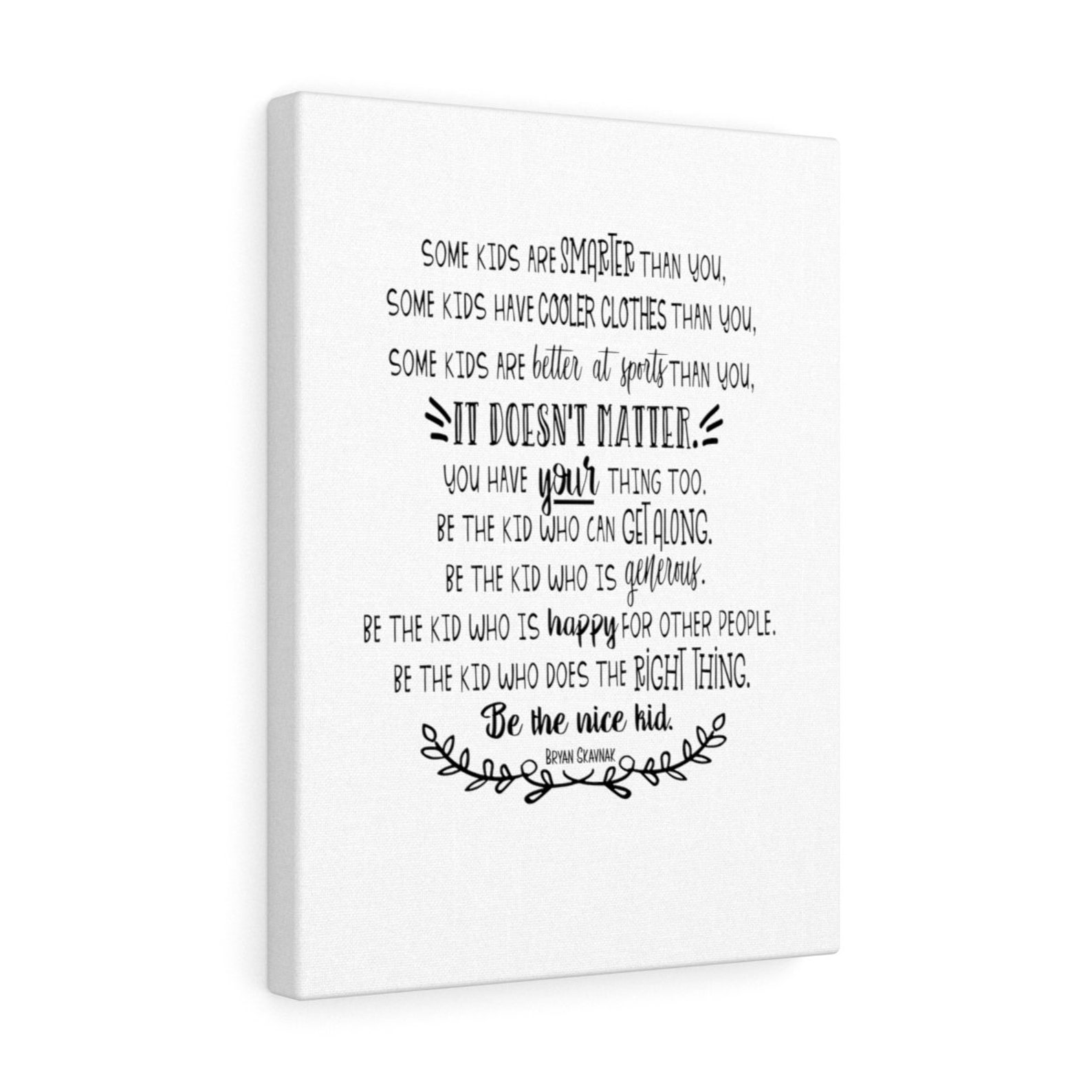 Be the Nice Kid Wall Art CANVAS Poster Classroom Canvas Nice - Etsy