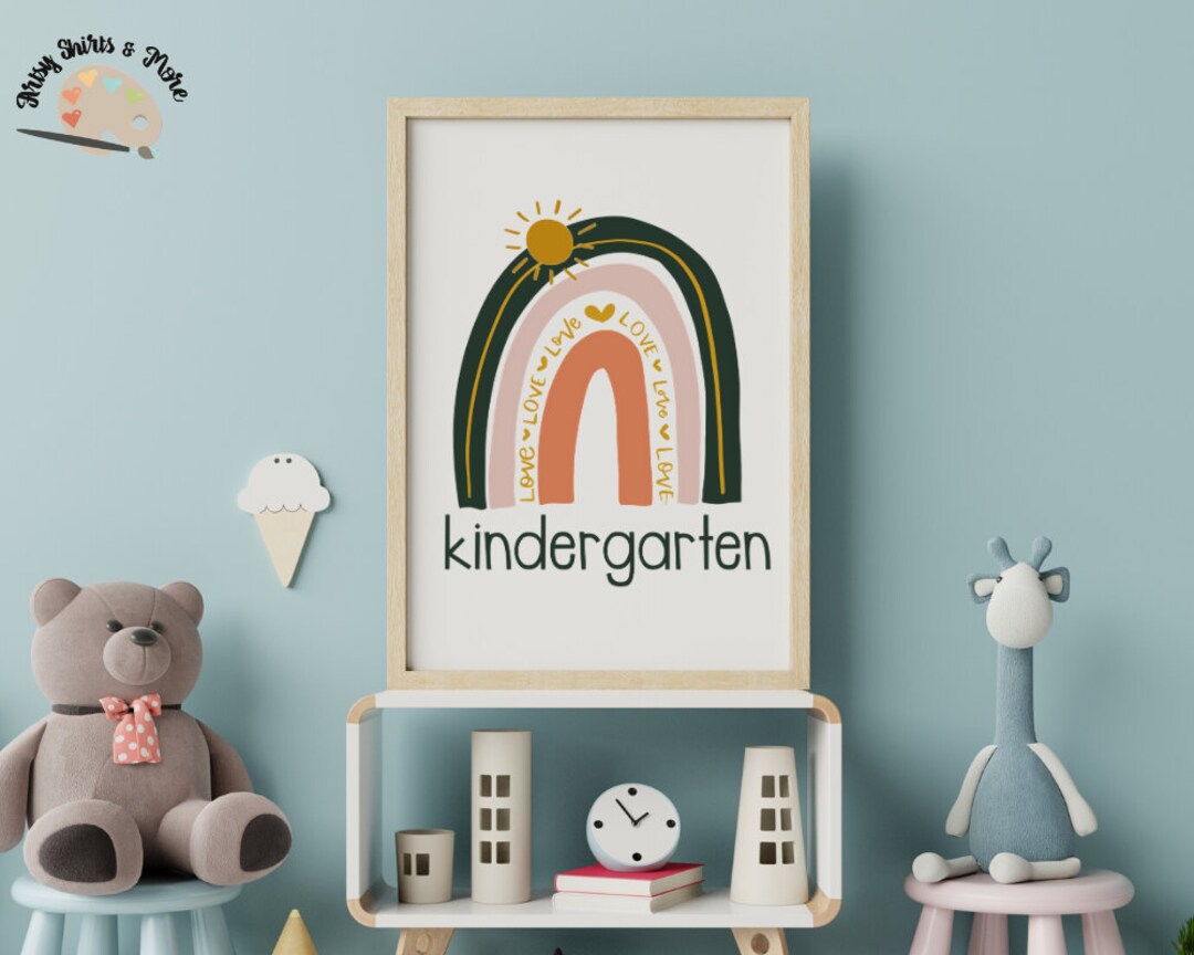 Neutral Rainbow Poster, Kindergarten Wall Art Print, Kindergarten ...