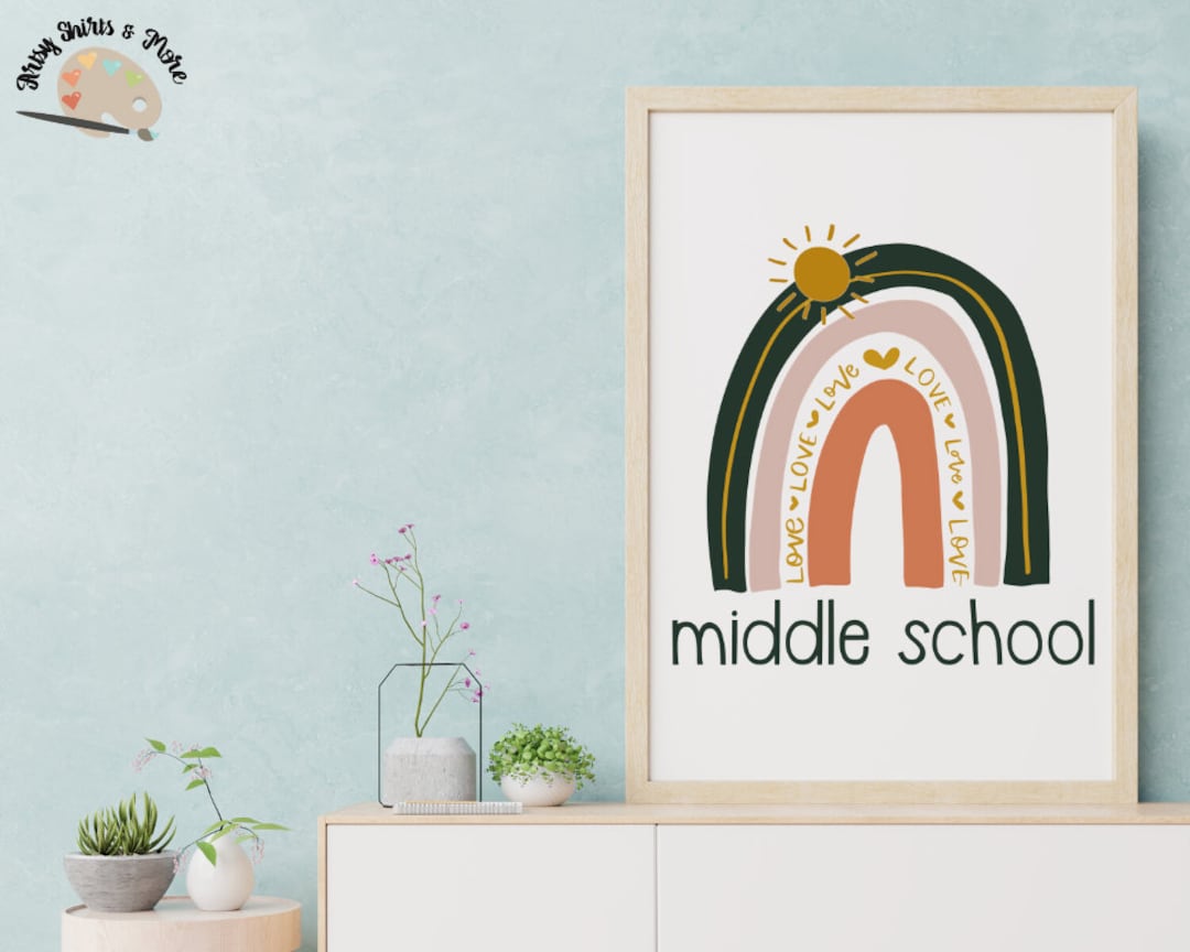 Neutral Rainbow Poster, Middle School Wall Art Print, Middle School ...