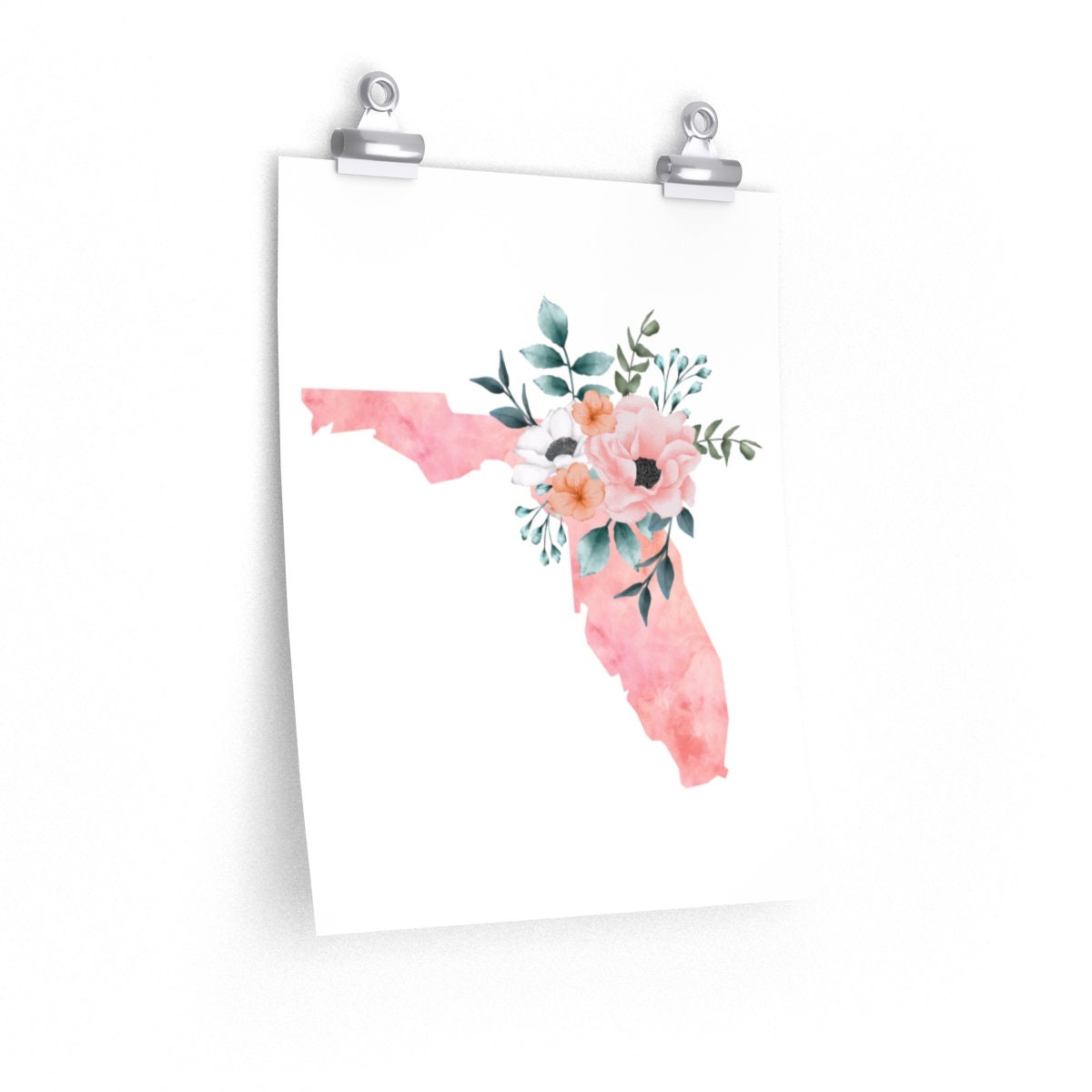 Florida Premium Matte Poster Florida Watercolor Floral Poster - Etsy