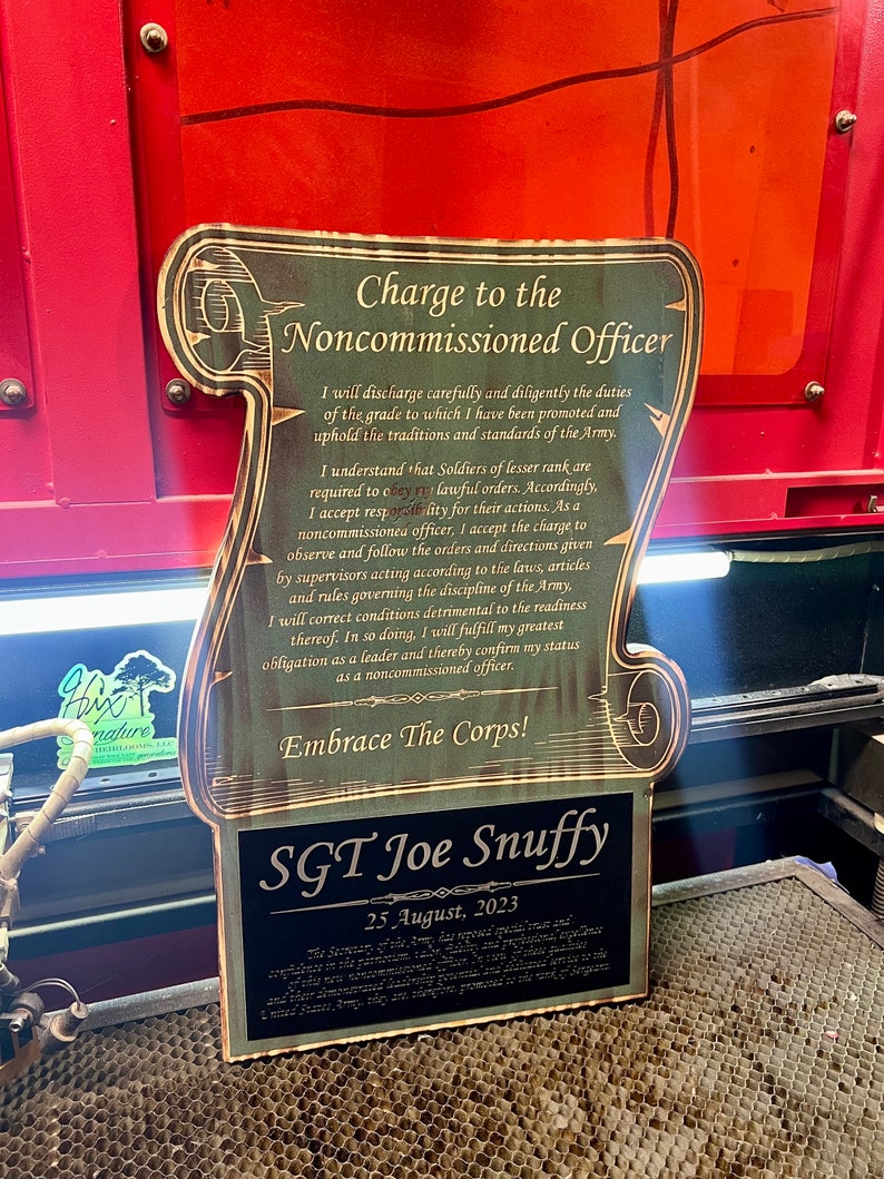 NCO Promotion Plaque — Charge of the Noncommissioned Officer - Etsy