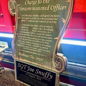 NCO Promotion Plaque — Charge of the Noncommissioned Officer - Etsy