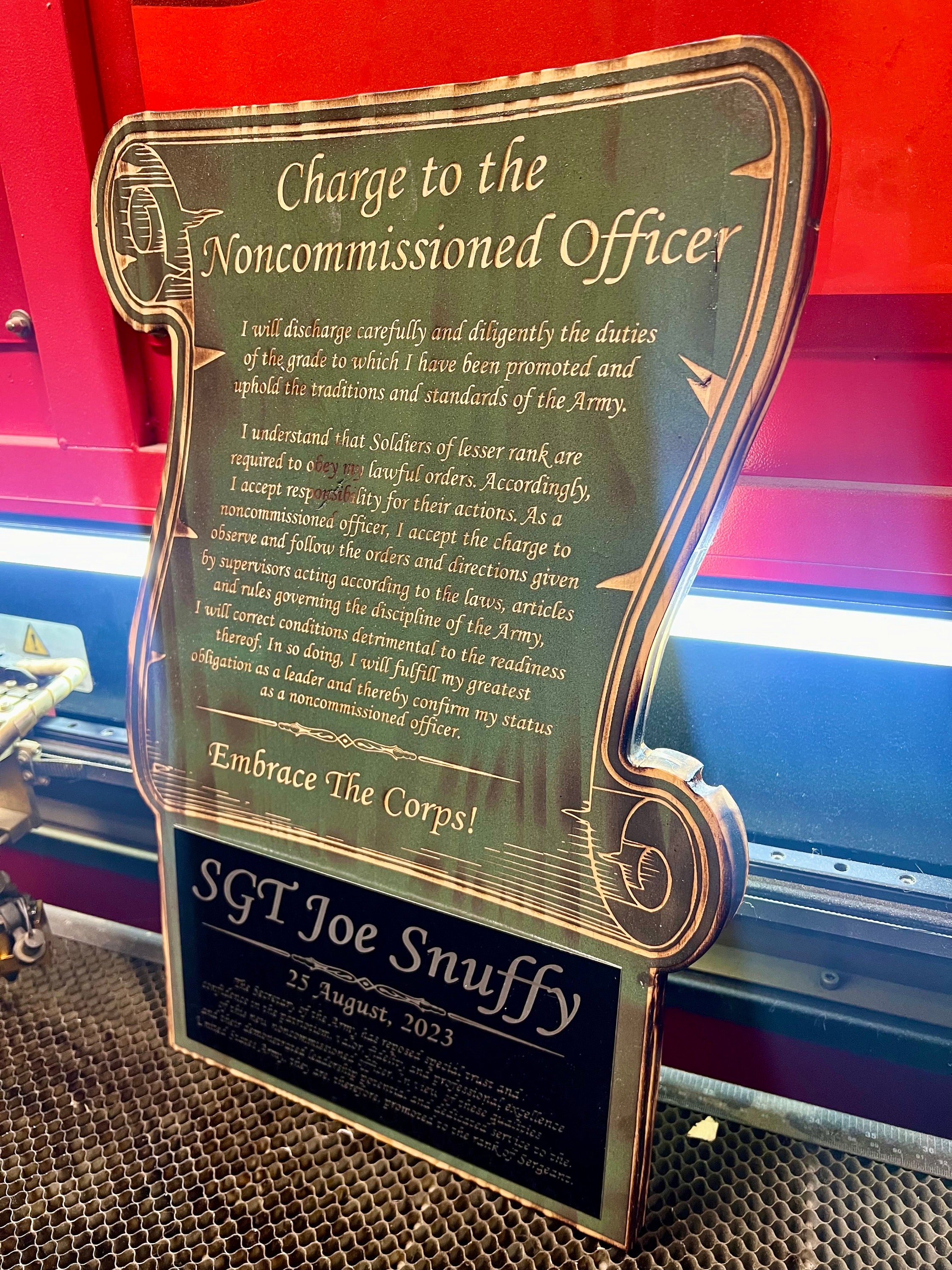 NCO Promotion Plaque — Charge of the Noncommissioned Officer - Etsy