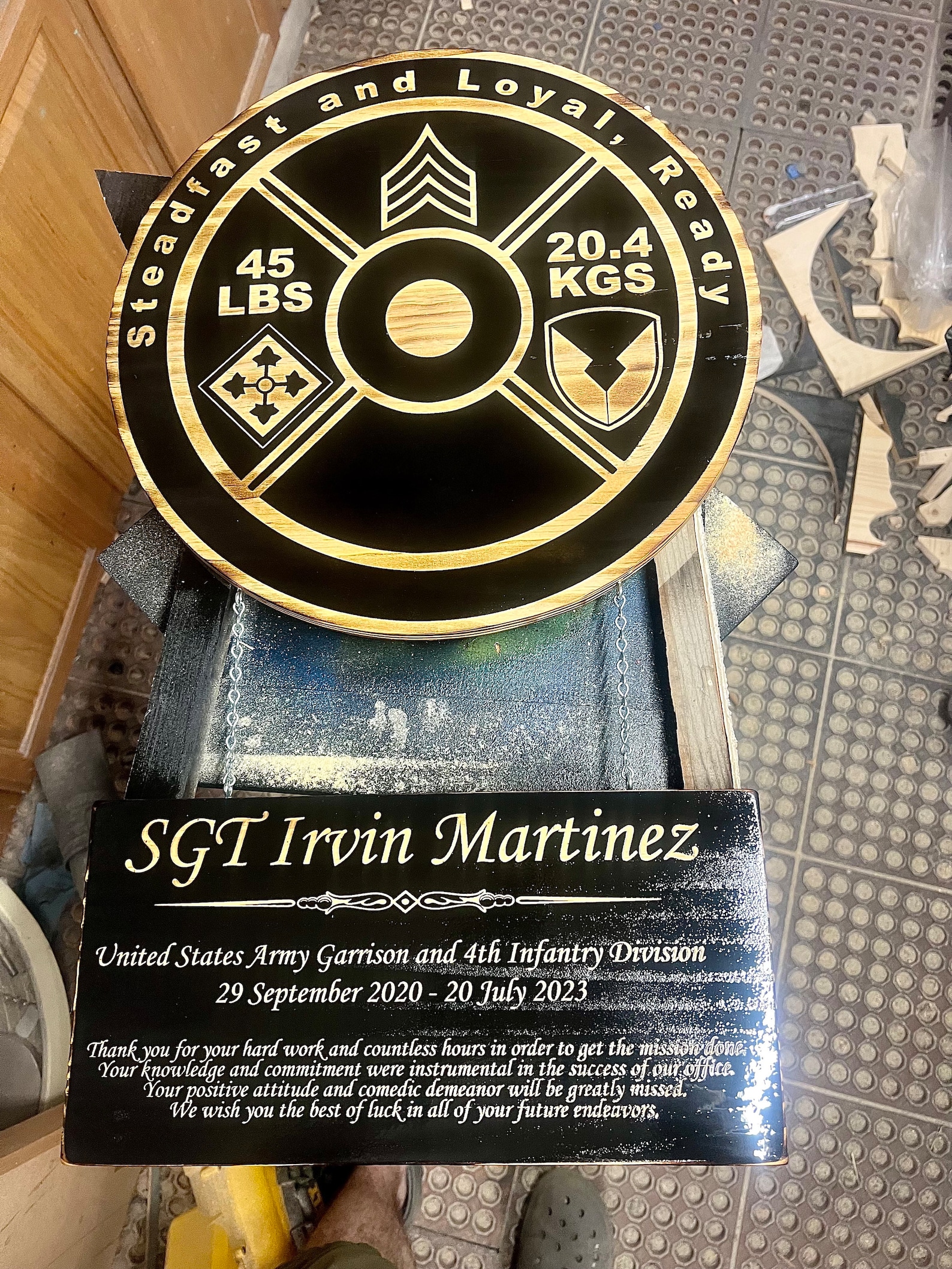Military Weight Plate Going Away Plaque • Personalized Army Farewell ...