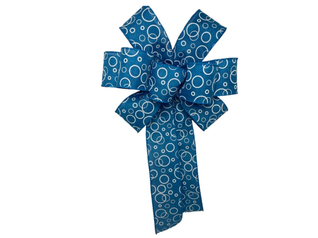 Blue Circle Pattern Bow – Modern Gift Bow for Birthday, Baby Shower ...