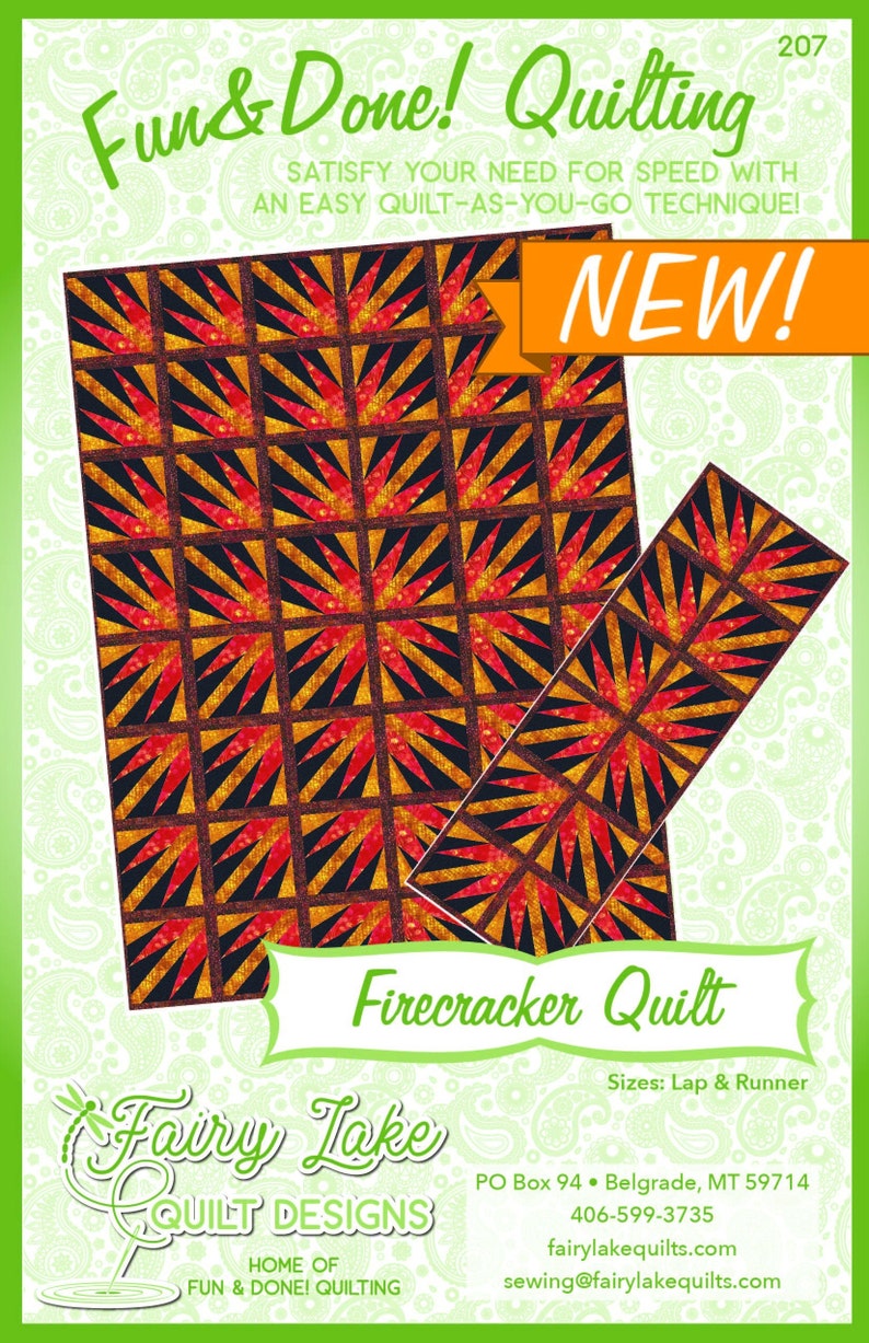 Digital Firecracker Fun & Done Quilting Quilting Pattern Quilt as You Go Fairy Lake Quilt ...