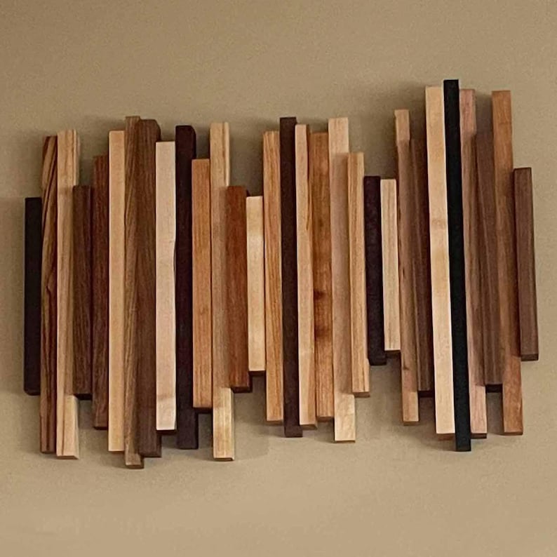 Strips Wood Wall Art, Wall Panel, Wall Decor, Slat Wall, Hardwoods ...