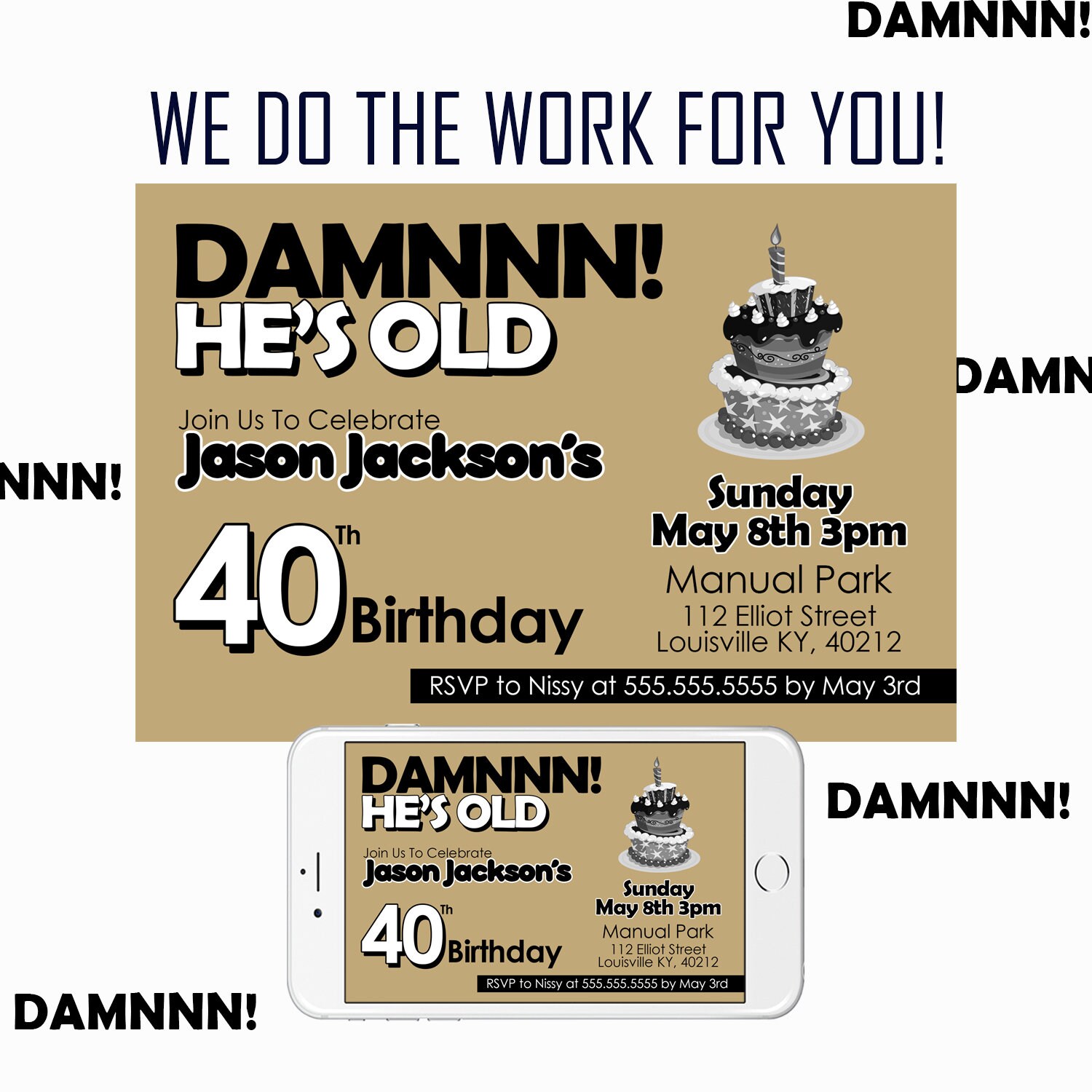 Funny Adult Birthday Invitation Digital Download Adult Etsy