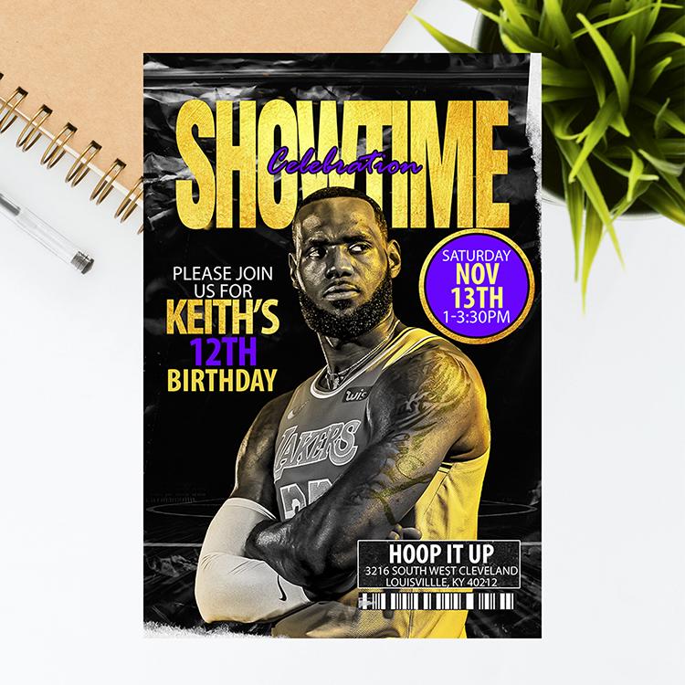 Lakers Themed Birthday Invitation, Lebron James Invitation, Basketball ...