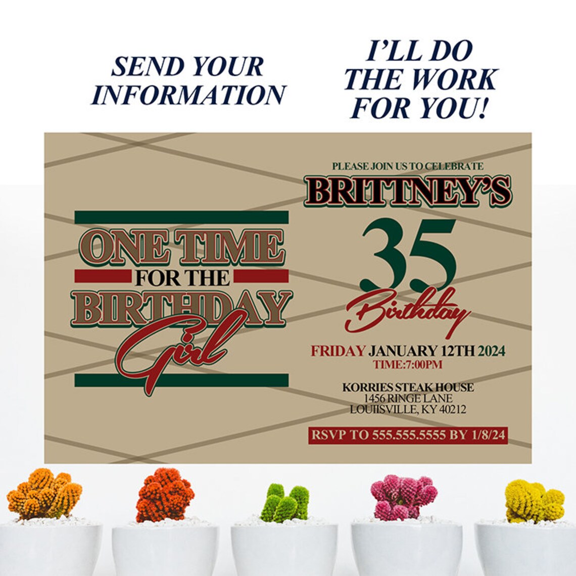 Adult Female Birthday Invitation, Gucci Invitation, Designer Invitation ...