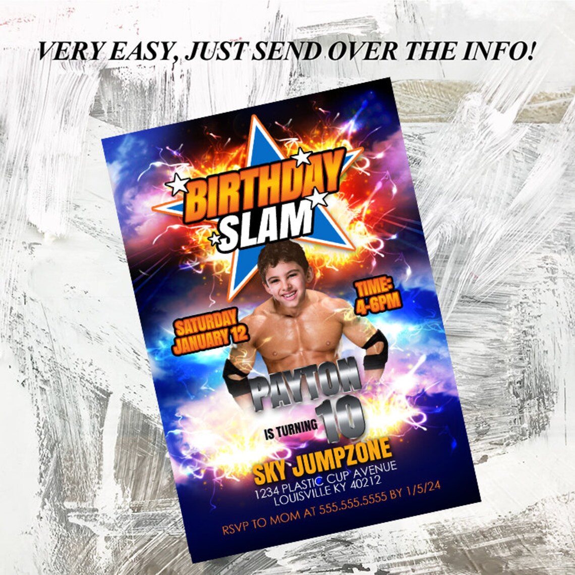 Wrestling Birthday Invitation, Kids Birthday Invite, Wrestling, Kids ...