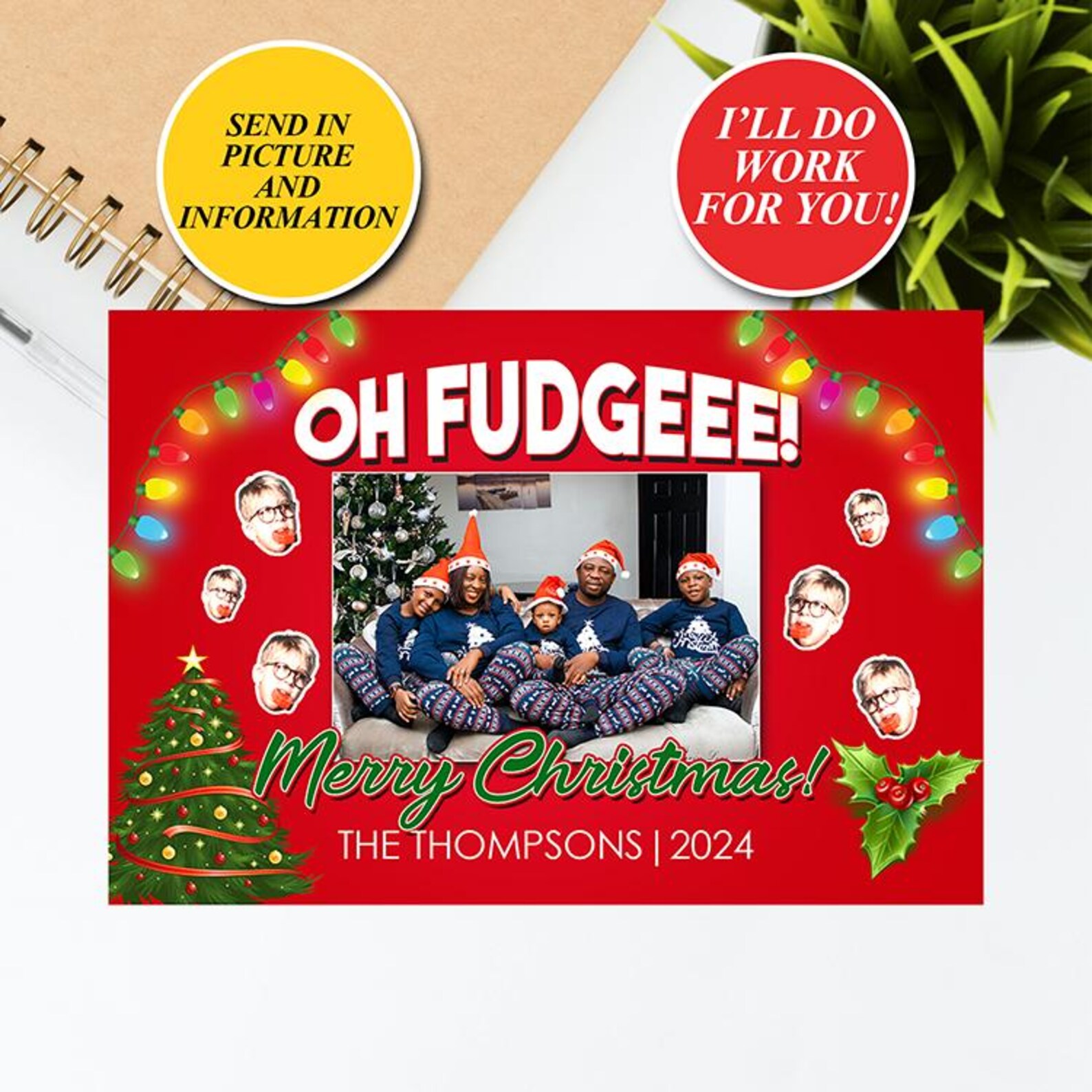 HOLIDAY Card Template | Festive Christmas Card , Photo Holiday Card ...