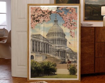 Capitol Building Watercolor Art Print Hand Painted Wall Art - Etsy