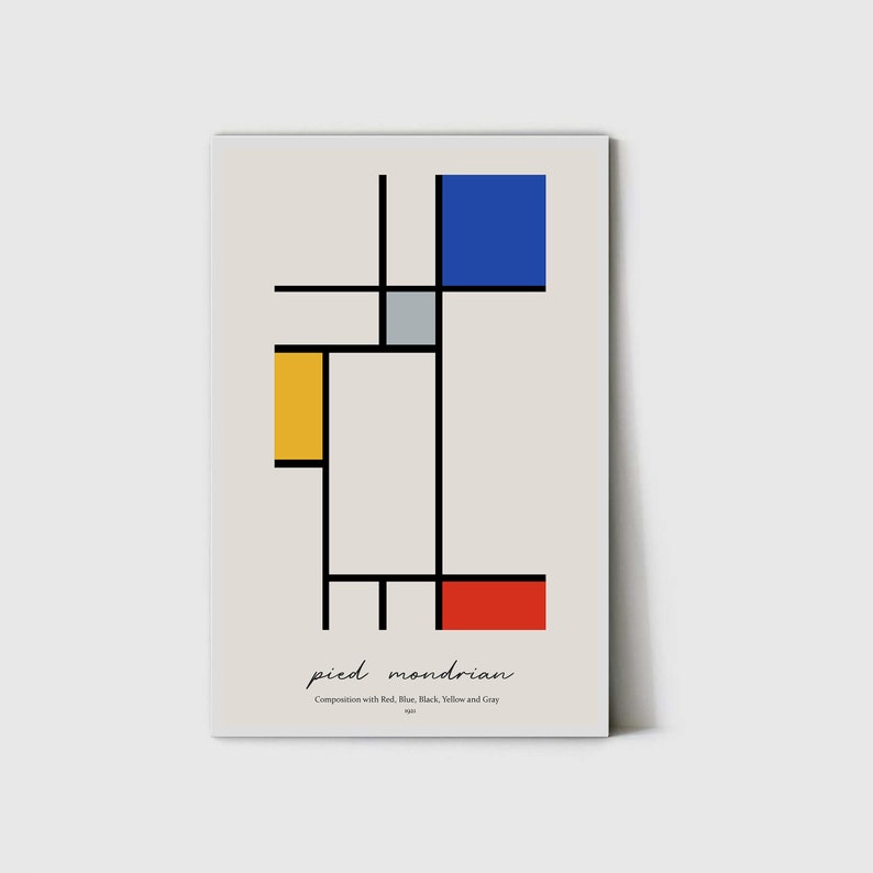 Piet Mondrian Art Bundle Set of 4 Compositions in White - Etsy