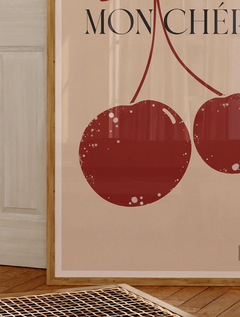 Cherry Print, Mon Cherry Wall Art, Preppy Room Decor (digital Download ...