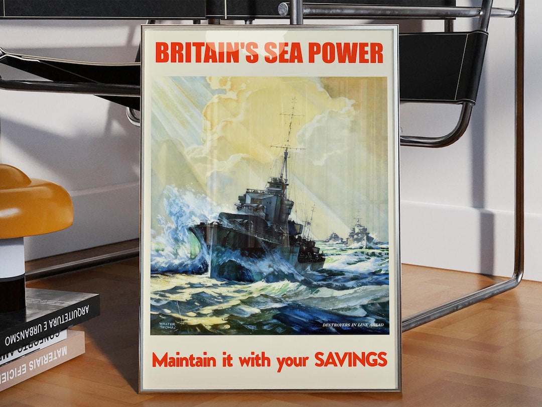 Vintage WWII Naval Poster – Britain's Sea Power – British War ...