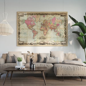 World Map, 1854 | Mercator's Projection - Etsy