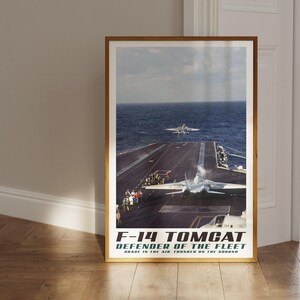 F-14 Tomcat Aircraft Carrier Poster, Naval Aviation Wall Art, Fighter ...