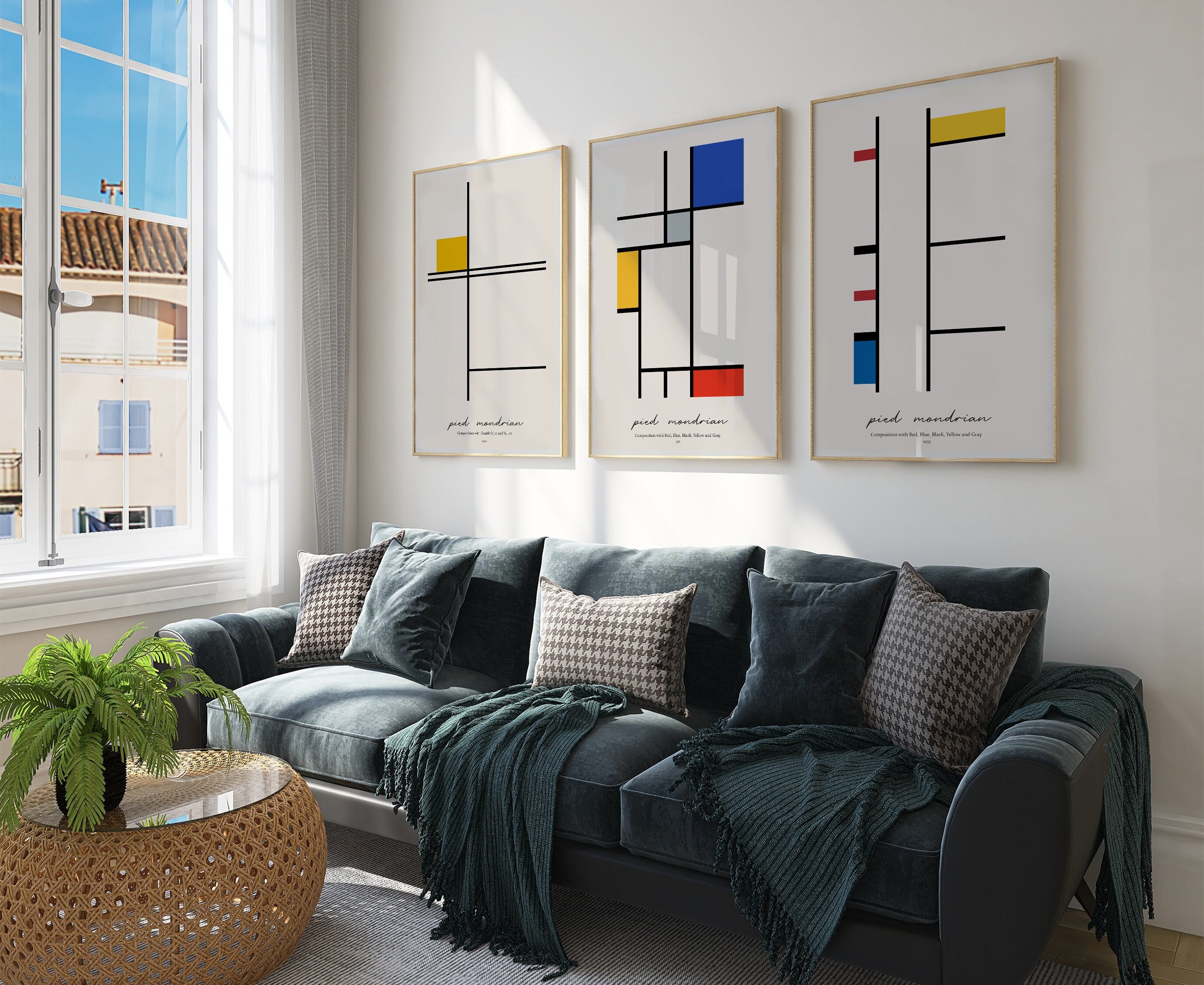Piet Mondrian Art Bundle Set of 3 Compositions in White - Etsy