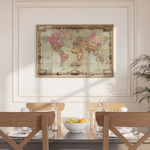 World Map, 1854 | Mercator's Projection - Etsy