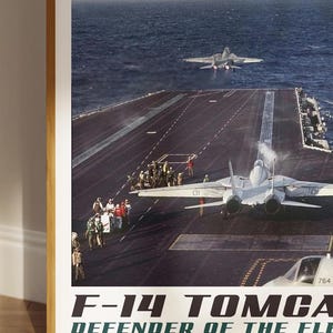 F-14 Tomcat Poster, Military Art, Fighter Jet Decor, Navy Print, F-14 ...