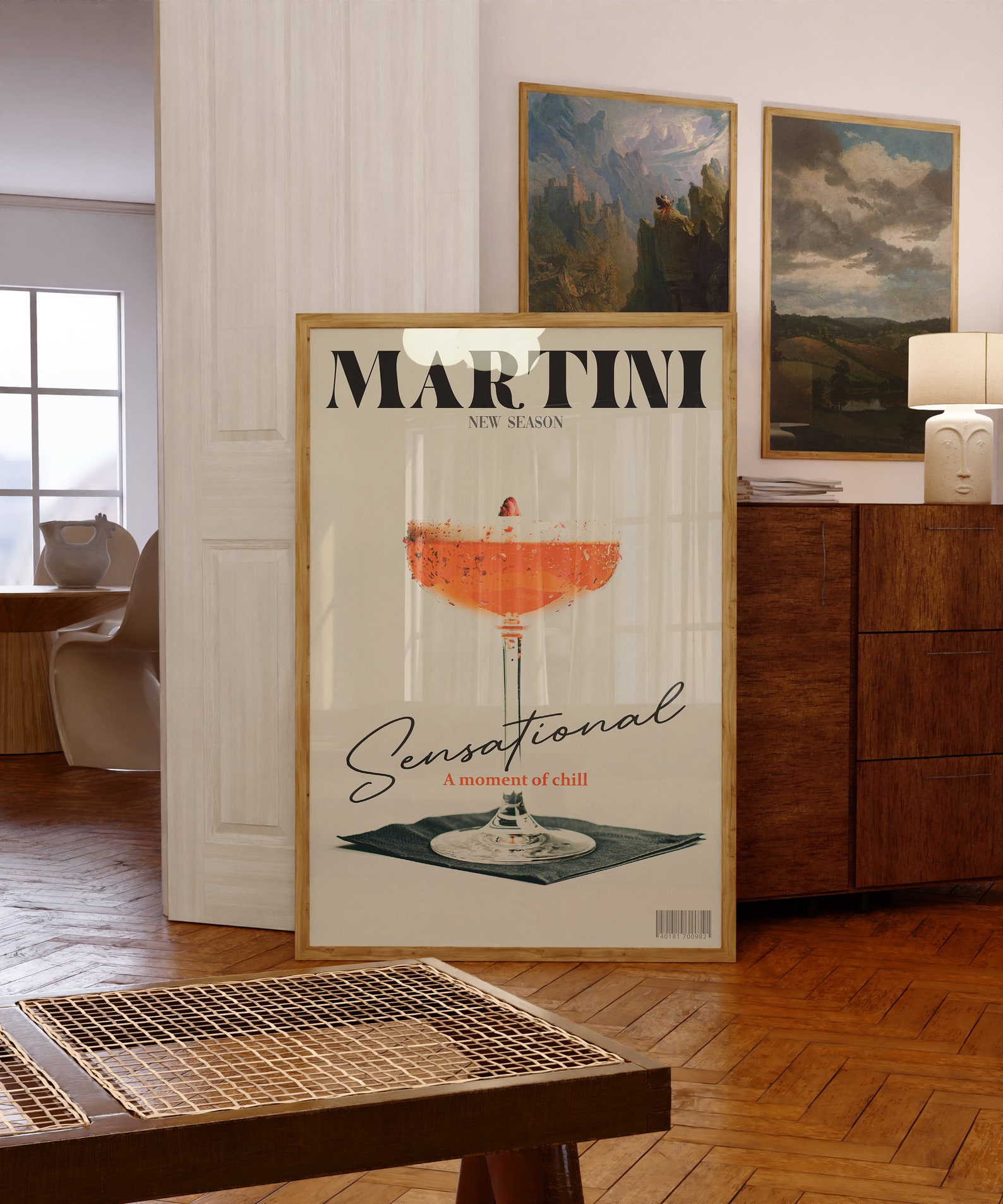 Martini Magazine Black Cover Poster | 70s Retro Cocktail Art, Digital ...
