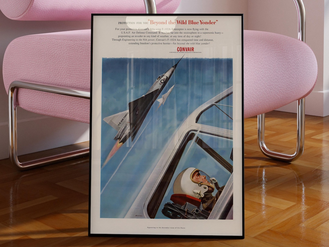 Vintage Cold War Era Convair F-102A Fighter Jet Poster, Cold War ...
