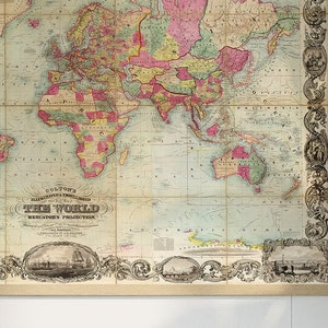World Map, 1854 | Mercator's Projection - Etsy