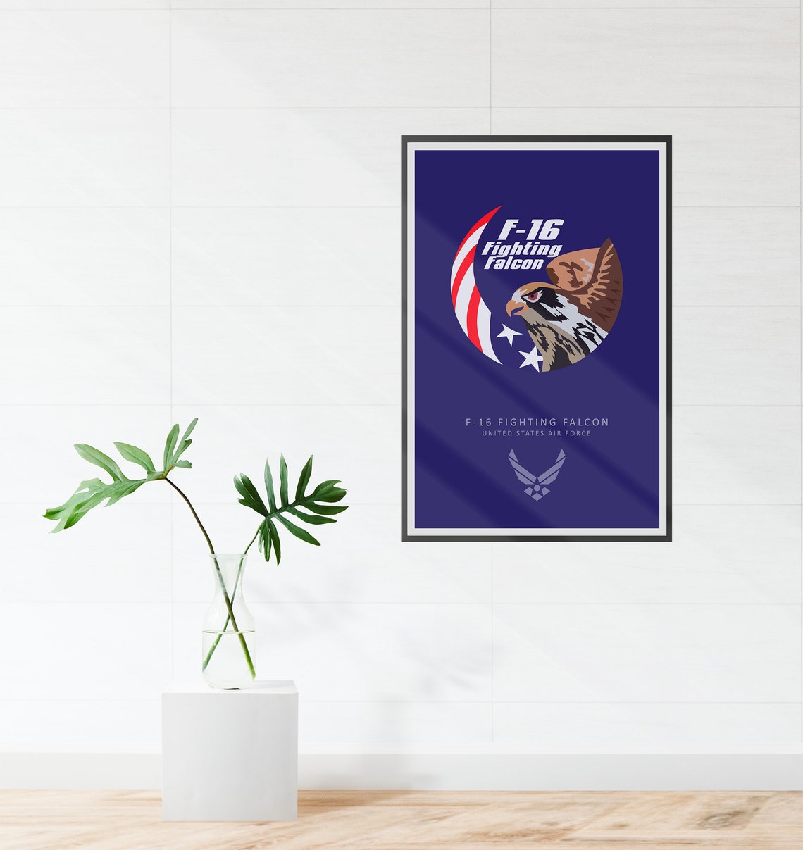 Official USAF F-16 Patch Poster, Art, Minimalist, Wall Art, Air Force ...