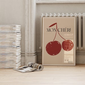 Cherry Poster Cherries Print Trendy Wall Art Retro Print Mon Cherry ...