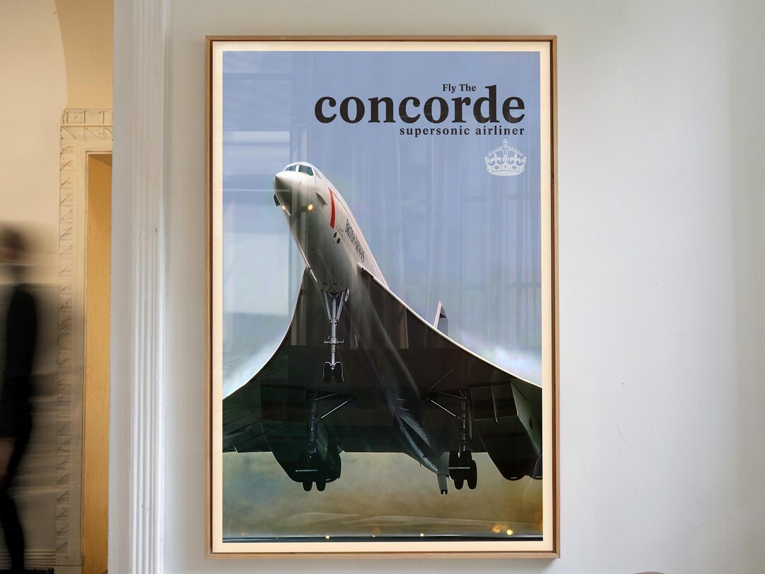 Vintage Concorde Poster, Supersonic Airliner Art Print, Retro Aviation ...