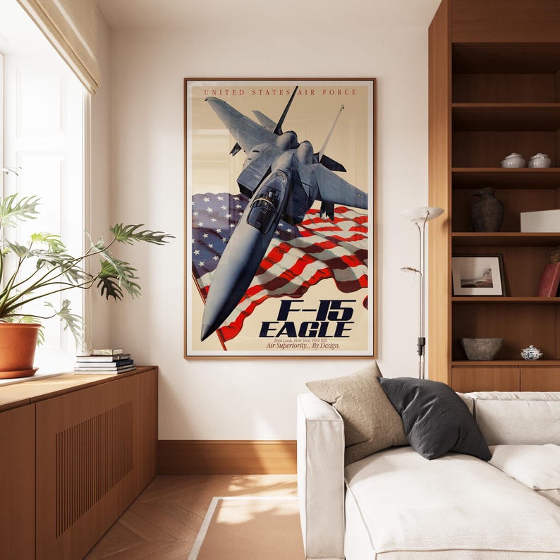 Fighter Jet Poster Set | F-15 F-16 F-22 F-35 | Vintage Air Force Art ...