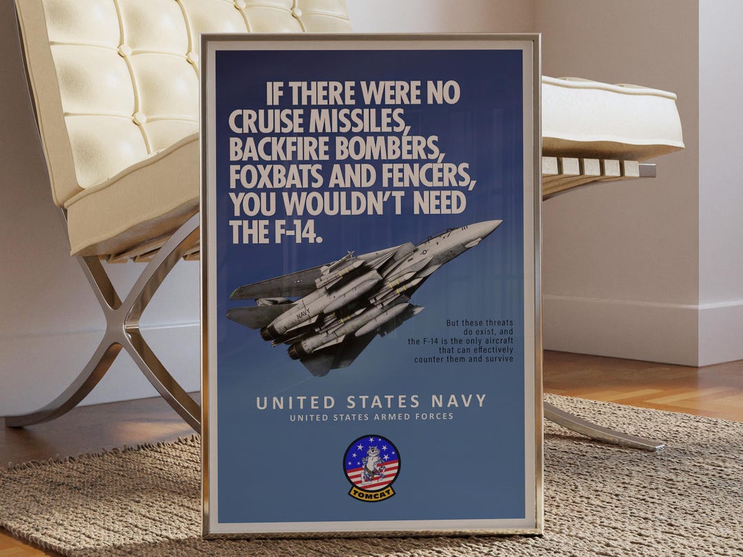 Vintage F-14 Tomcat Poster – Military Aviation Art Print – US Navy ...