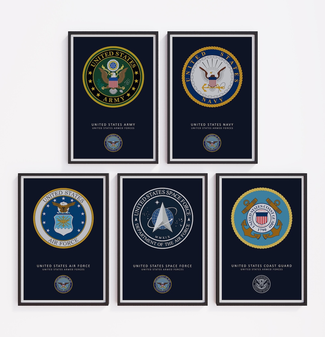 U.S. Armed Forces Posters, 5 Branches, Military Wall Art, Army, Navy ...