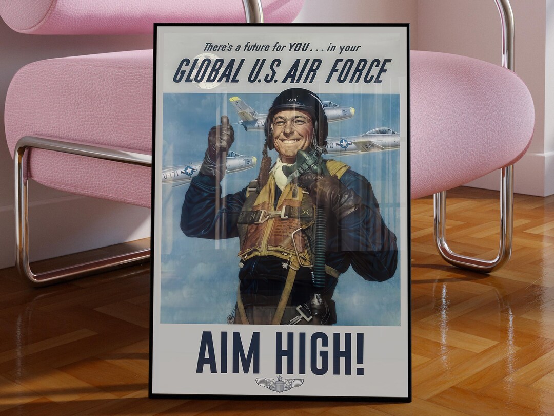Global U.S. Air Force Poster, Retro Aviation Art, Pilot Gift, Man Cave ...