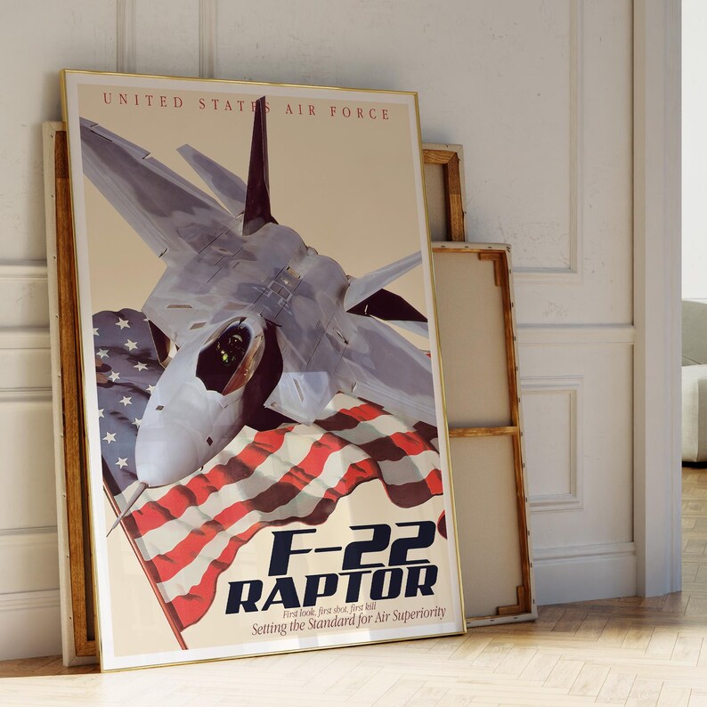 Fighter Jet Poster Set | F-15 F-16 F-22 F-35 | Vintage Air Force Art ...