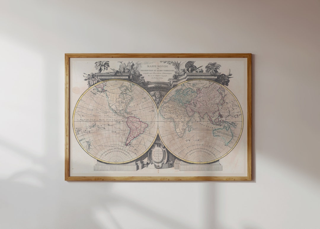 1774 World Map Print: Terrestrial Globe, Astronomical Chart (JPEG ...